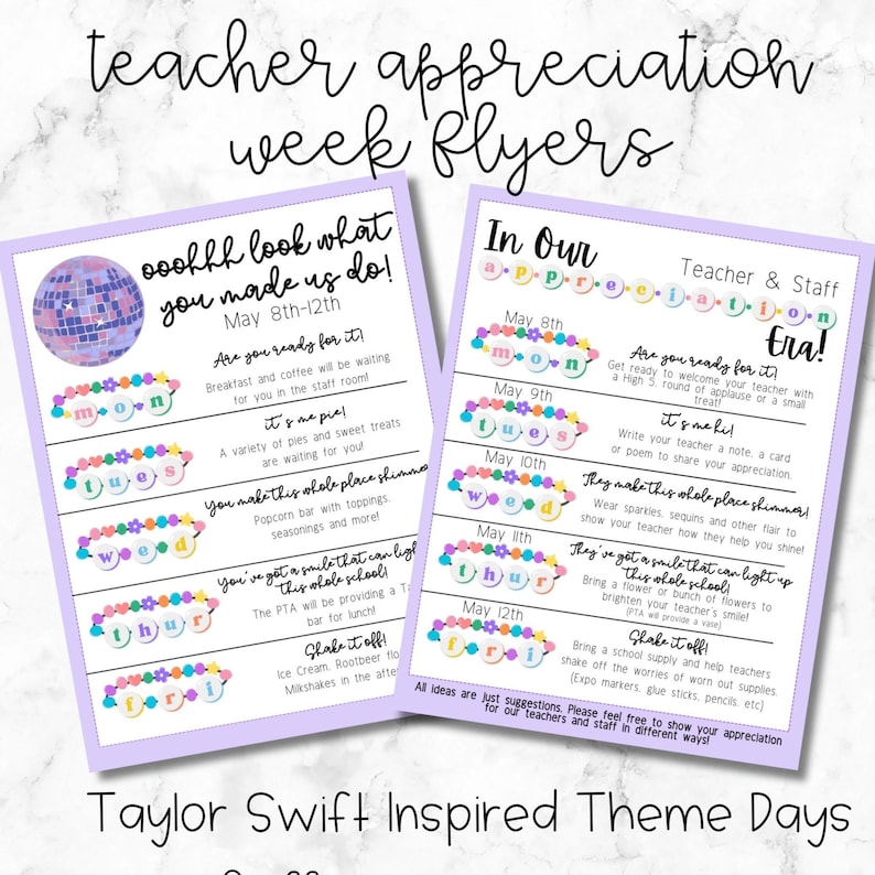 Editable Teacher Appreciation Week DIY Custom Template Taylor Swift ...