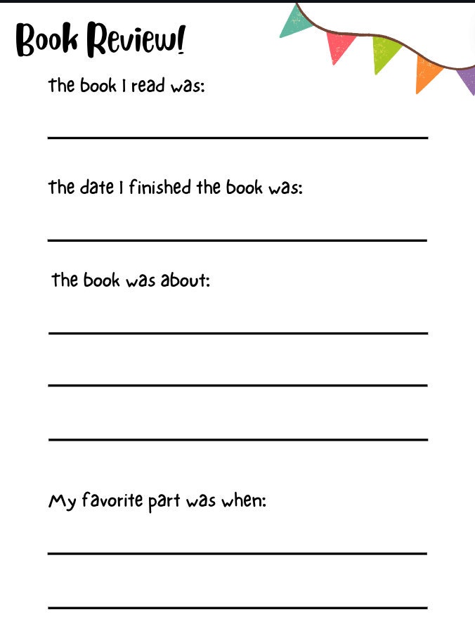 Printable PDF Book Review for Kids! - Etsy