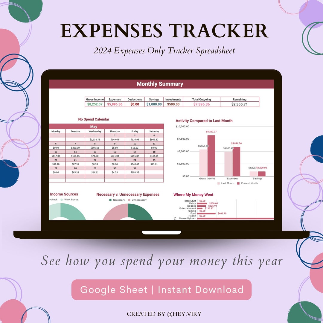 2024 Expenses Only Tracker - Etsy