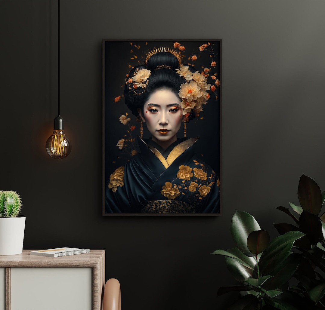 Geisha Wall Art Poster Geisha Portrait Print Japanese Geisha Wall Art ...