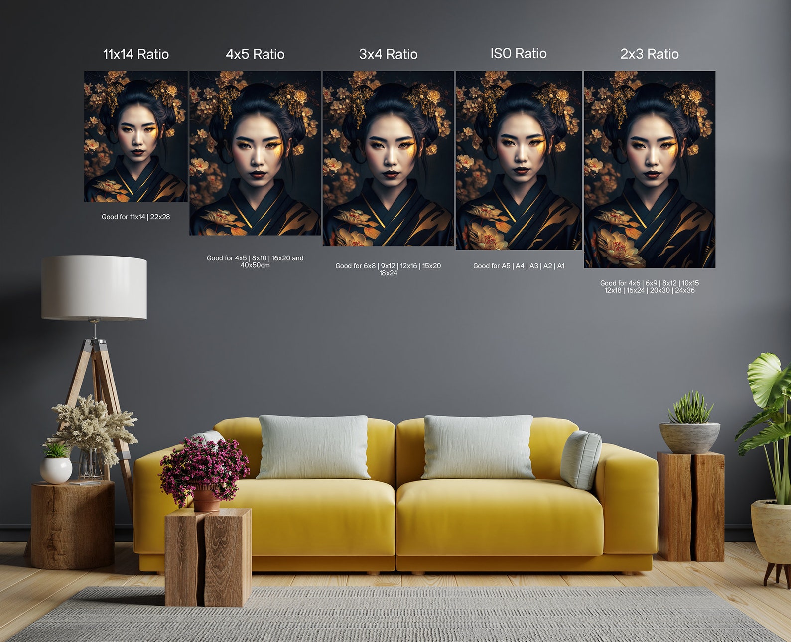 Digital Download Golden Geisha Wall Print Portrait. Japanese Tradition ...