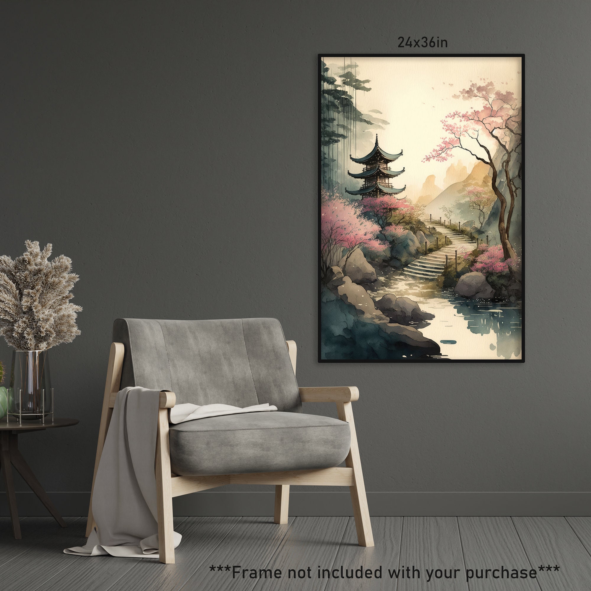 Watercolor Japanese Painting Watercolor Landscape Wall Art Poster ...