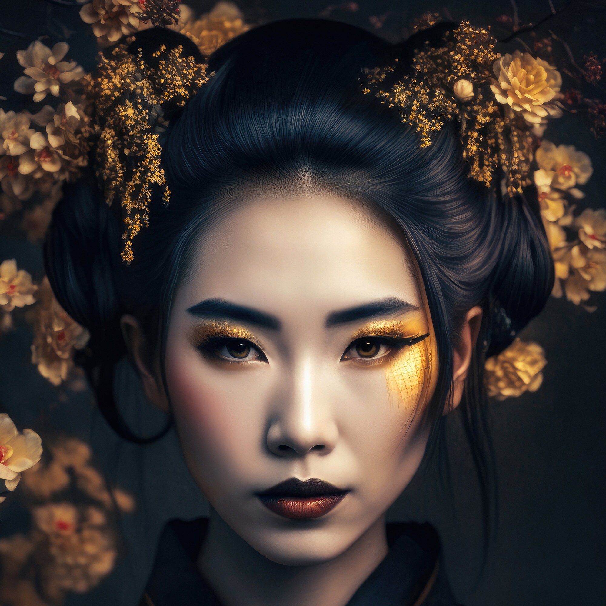 Digital Download Golden Geisha Wall Print Portrait. Japanese Tradition ...