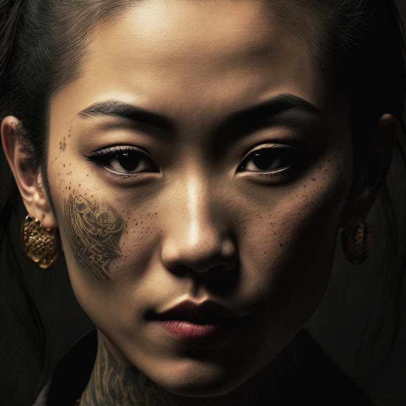 Japanese Yakuza Woman Yakuza Secretary. Black and Gold Traditional ...
