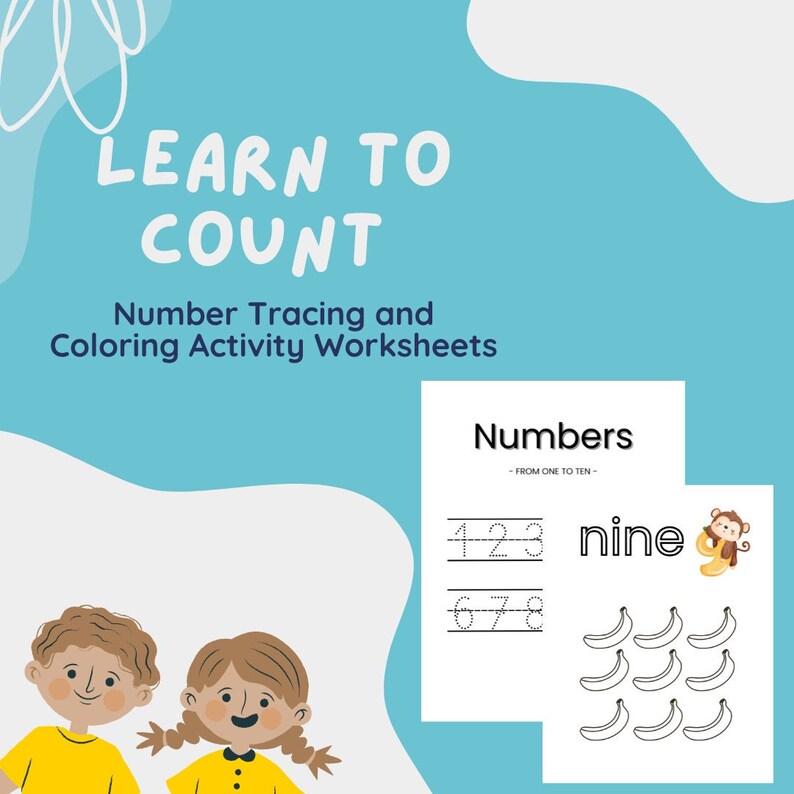 Numbers 1-10 Tracing, Instant Download Educational Worksheet , Color ...