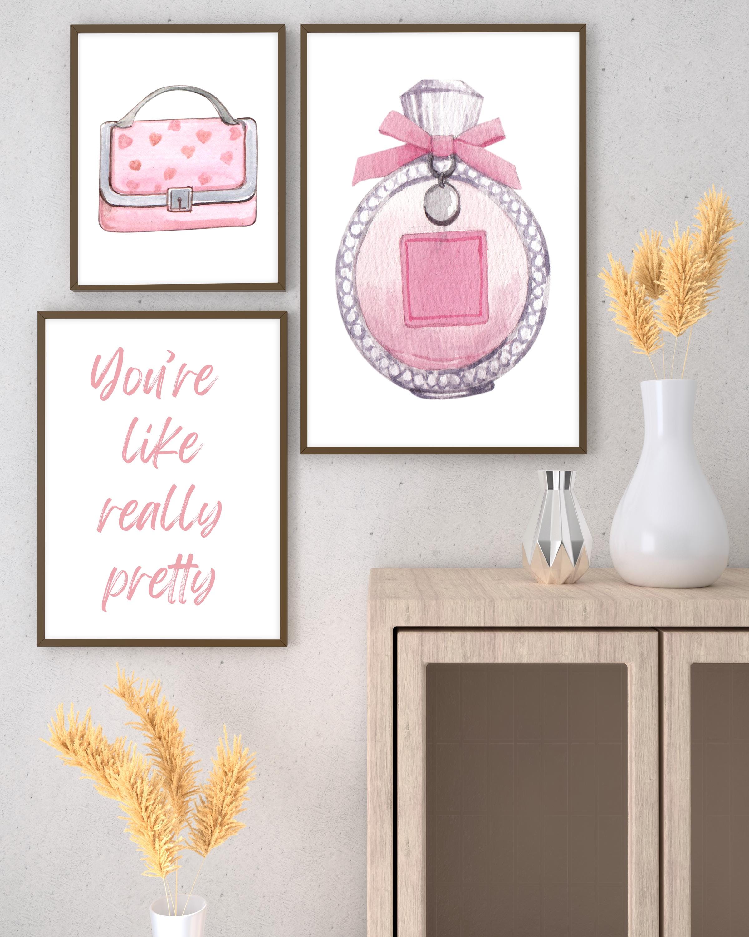 You're Like Really Pretty, Pink Wall Art Set of 3, Watercolor Print ...