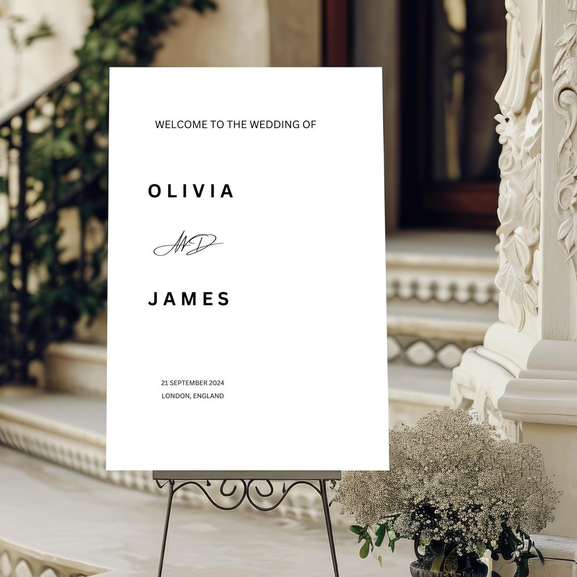 Elegant Wedding Welcome Sign, Welcome Wedding Sign, Minimalist Wedding ...