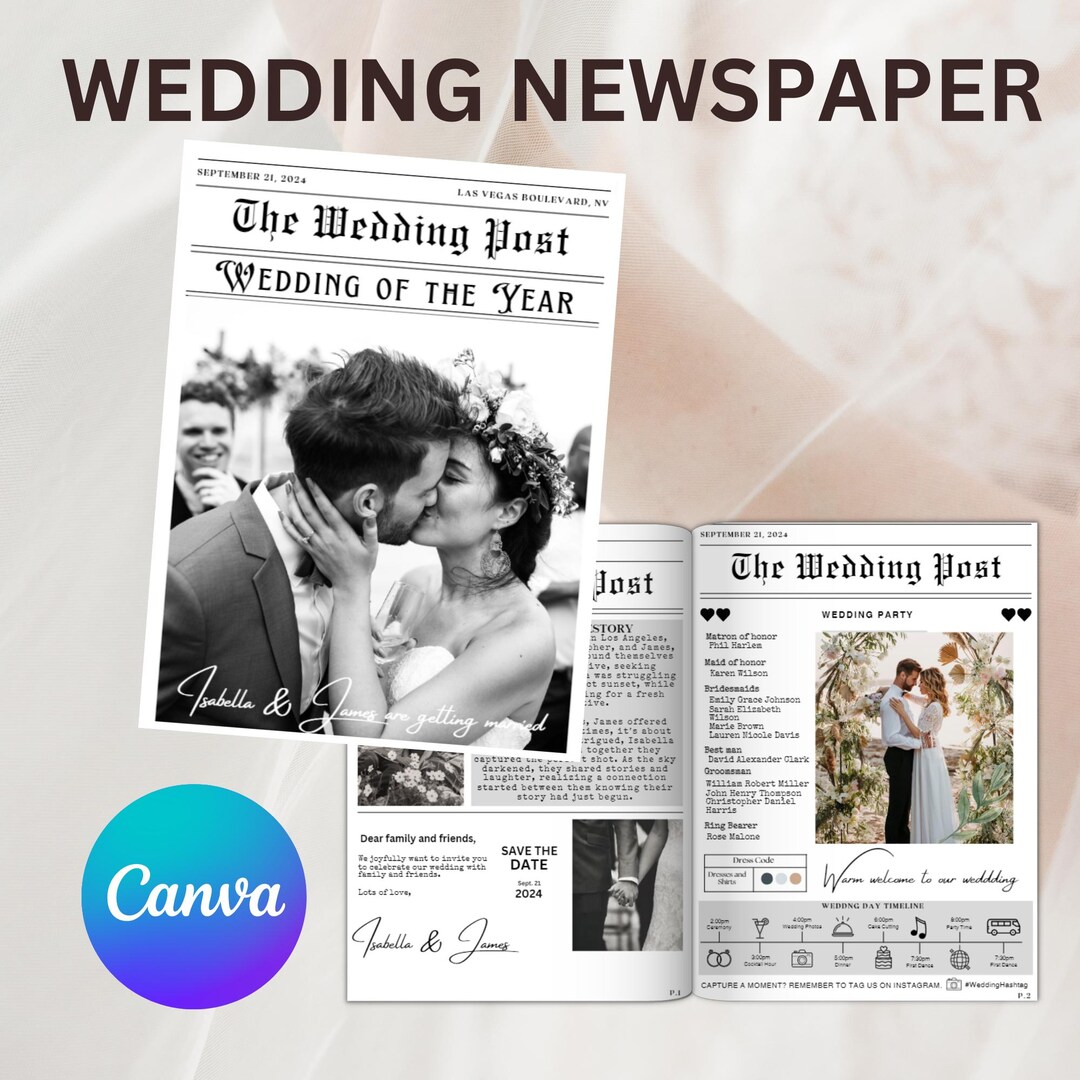 Wedding Newspaper Template With Photo, Wedding Newspaper Template ...