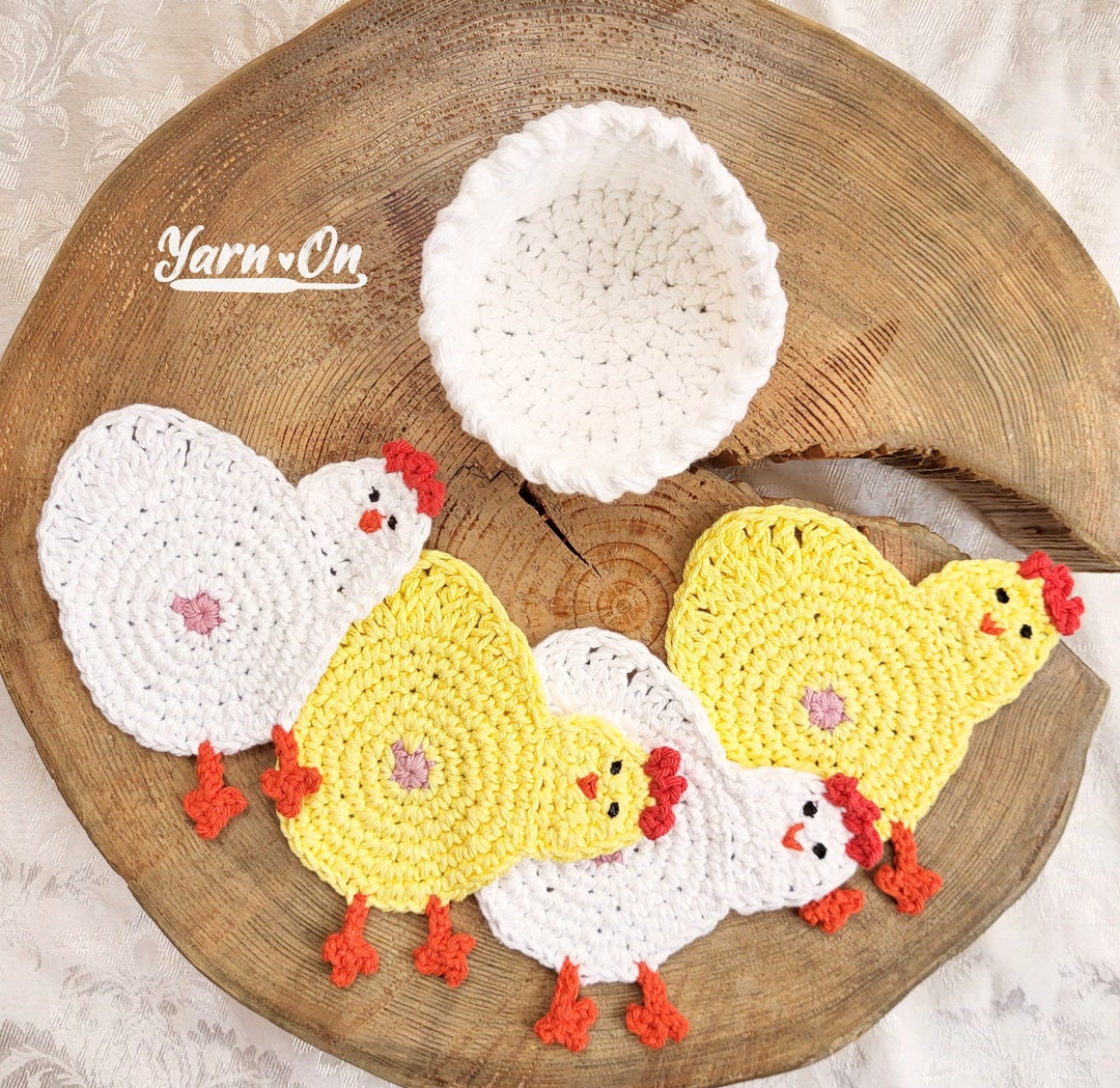 Chicken Butt Coasters, Crochet Coaster Set, Chicken Lover Gift *made to ...
