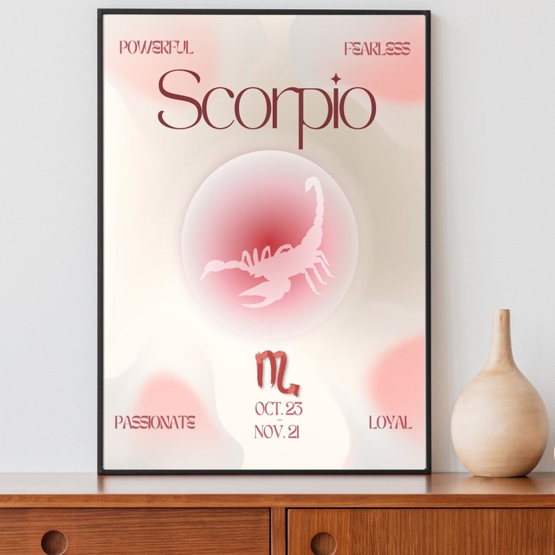 Scorpio Zodiac Printable Wall Art, Star Signs Digital Download ...