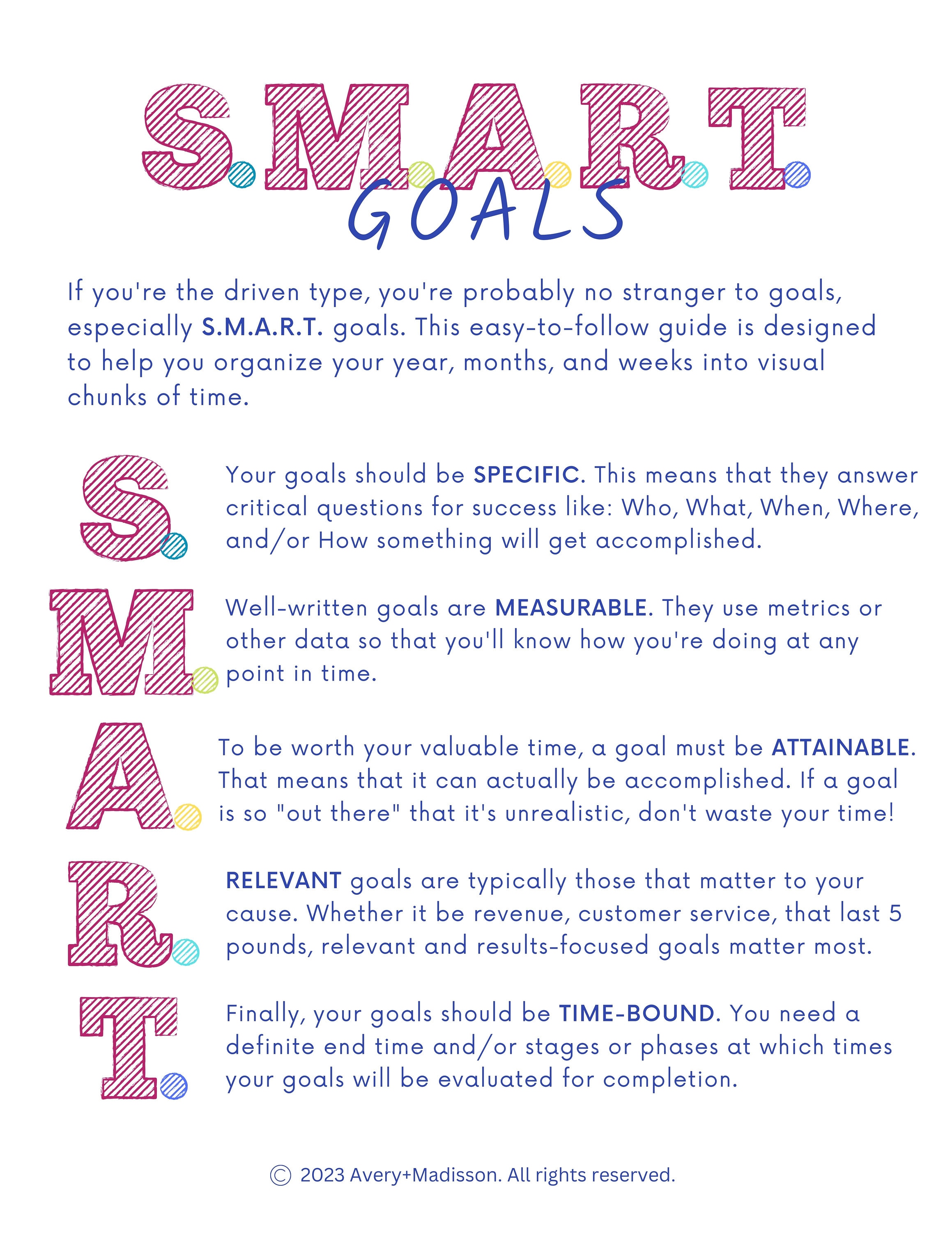 Step-by-step Guide to S.M.A.R.T. Goals 2023 SMART Goals - Etsy