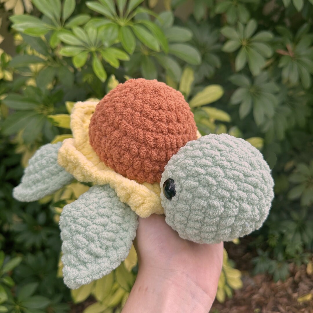 Sunflower Turtle Crochet Plushie - Cute Handmade Amigurumi - Etsy
