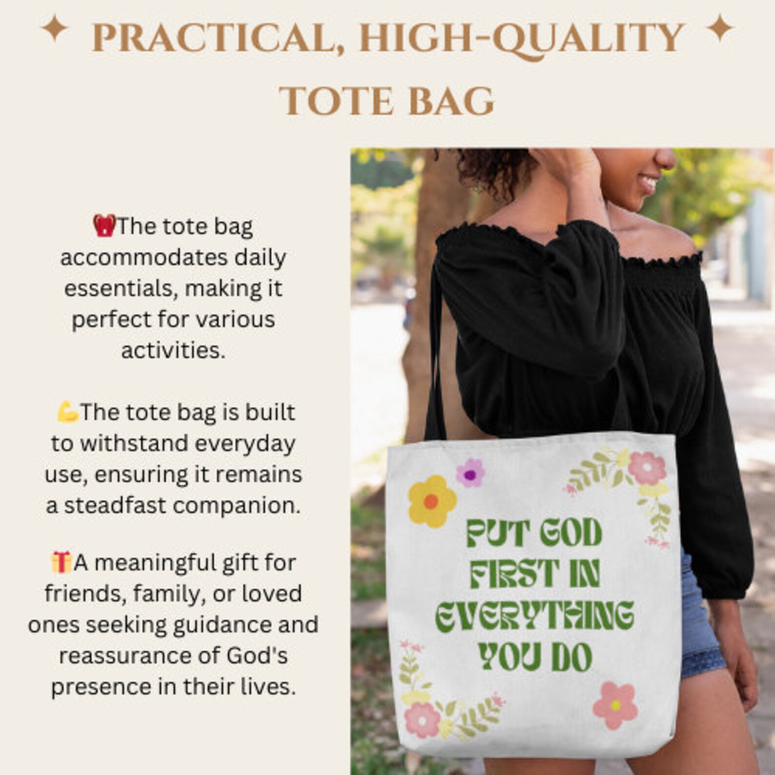 Prioritize God in All Your Actions With Our Tote Bags: God First ...