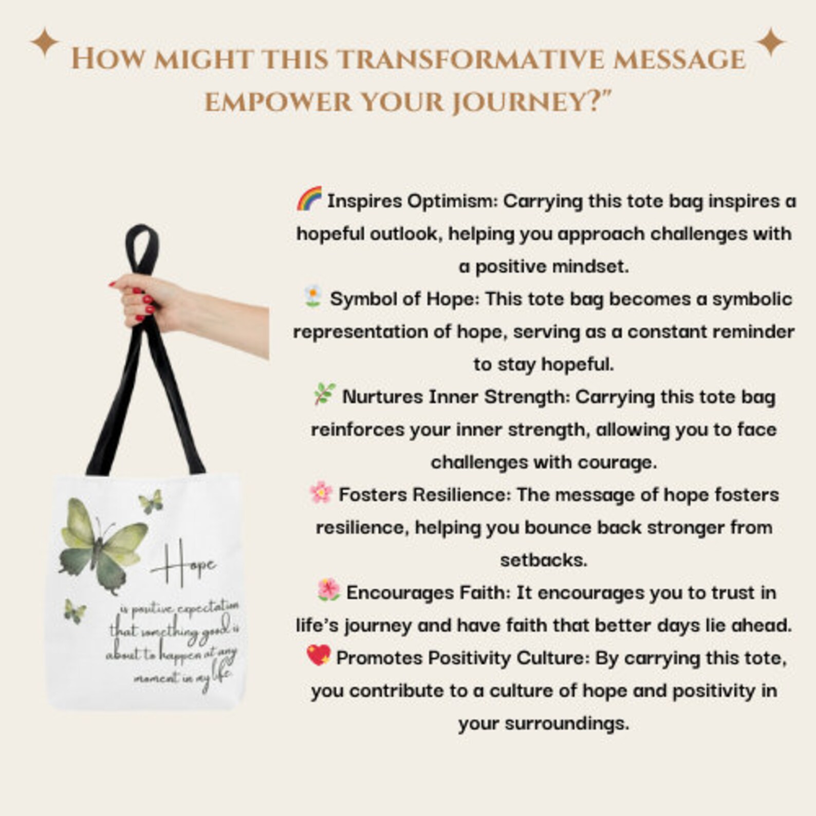 Carry Hope Everywhere be Hopeful Tote Bag Collection, Inspirational ...