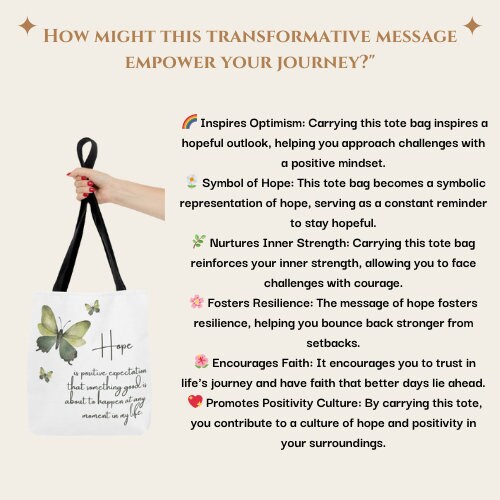 Carry Hope Everywhere be Hopeful Tote Bag Collection, Inspirational ...