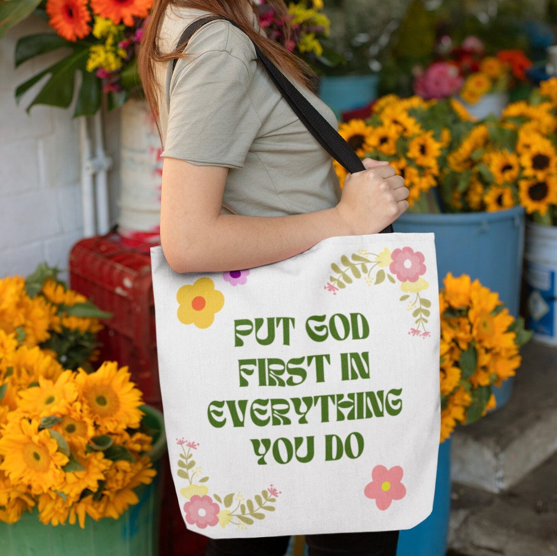 Prioritize God in All Your Actions With Our Tote Bags: God First ...