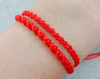 Red Cord Bracelet, Red String Bracelet, Red Lucky Bracelet, Braid ...
