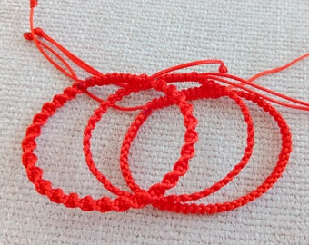 Red Cord Bracelet, Red String Bracelet, Red Lucky Bracelet, Braid ...