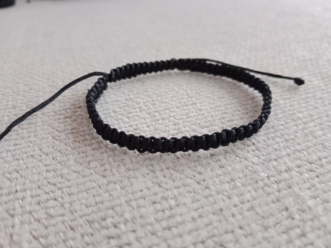 Black Bracelet, Black Braided Bracelet, Black String Bracelet, Lucky Bracelet, Braid Bracelet ...