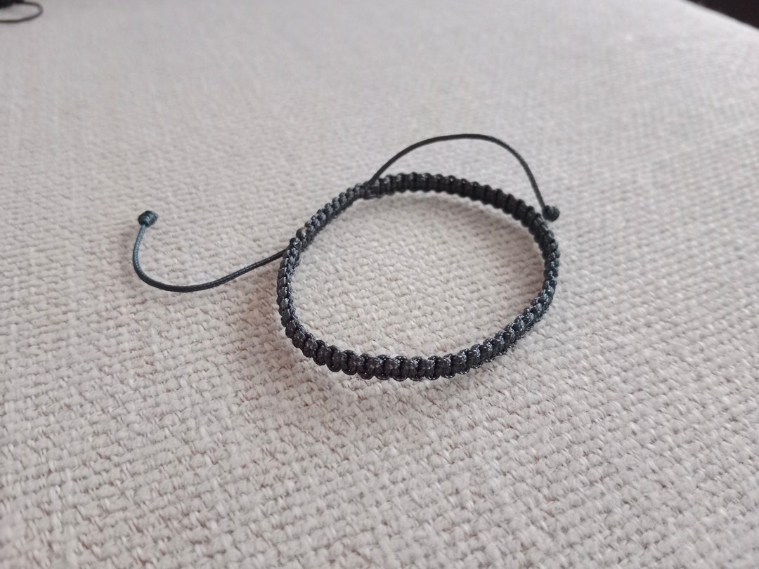 Gray Braided Macrame Bracelet, Adjustable Nylon Cord, Surfer Style - Etsy