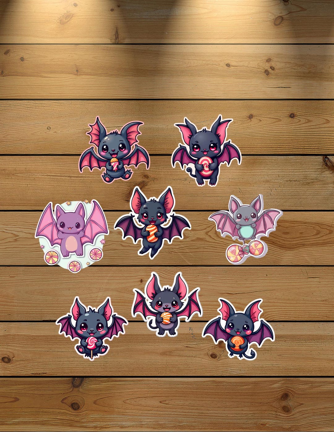 Cute Bat Stickers – Kawaii Halloween Candy Bats | Vinyl Waterproof ...