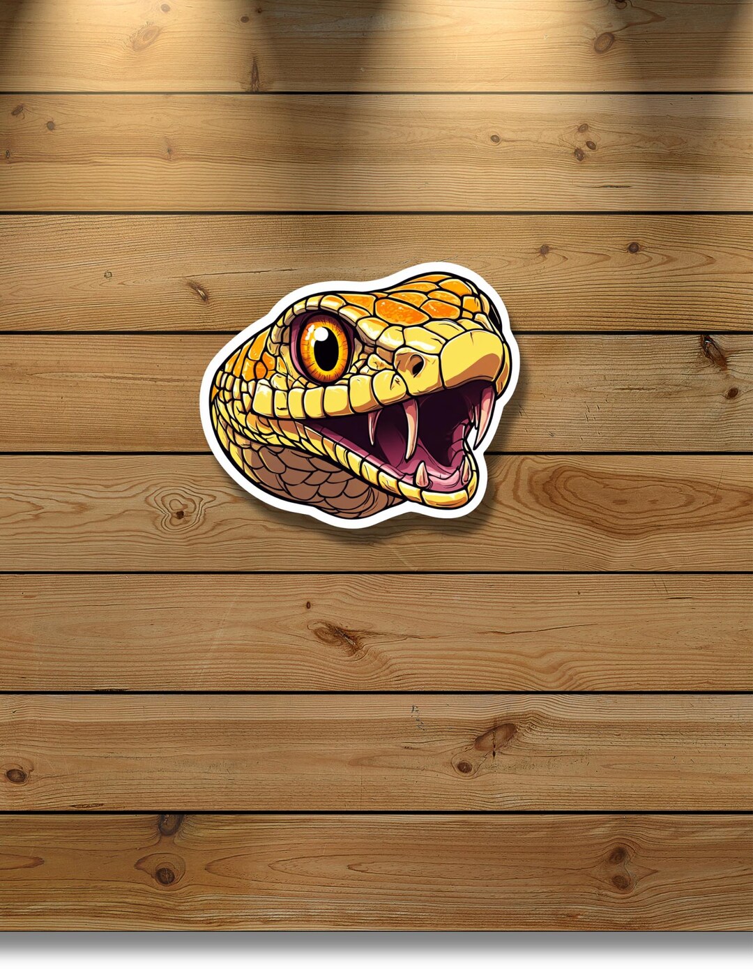 Snake Sticker - Fierce Yellow Snake Head Sticker – Matte Vinyl Reptile ...