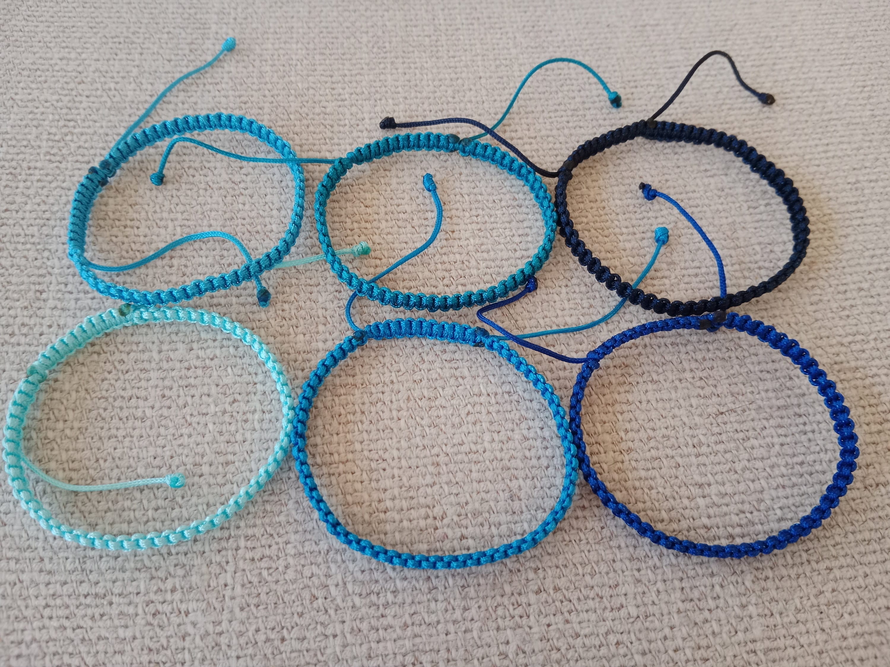 Blue Cord Bracelets Light Blue String Bracelet, Monochrome Braid ...