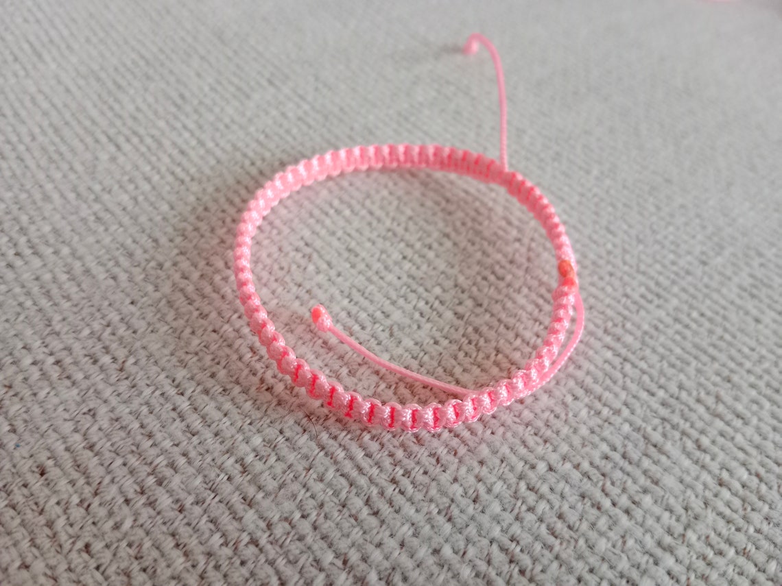 Light Pink Braided Bracelet Light Pink String Bracelet Lucky - Etsy