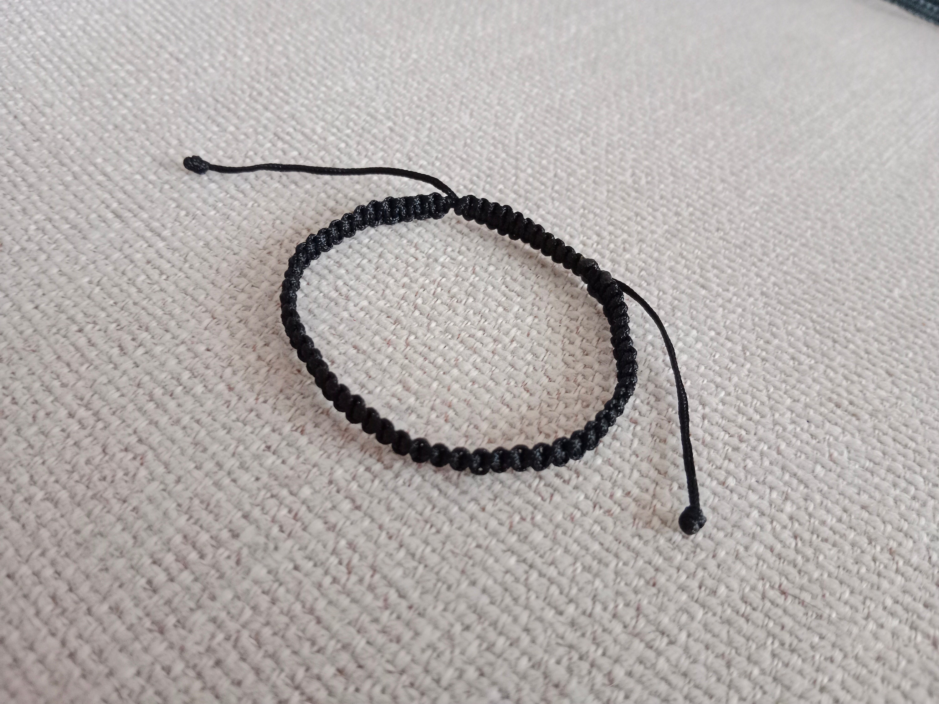 Black Bracelet, Black Braided Bracelet, Black String Bracelet, Lucky ...