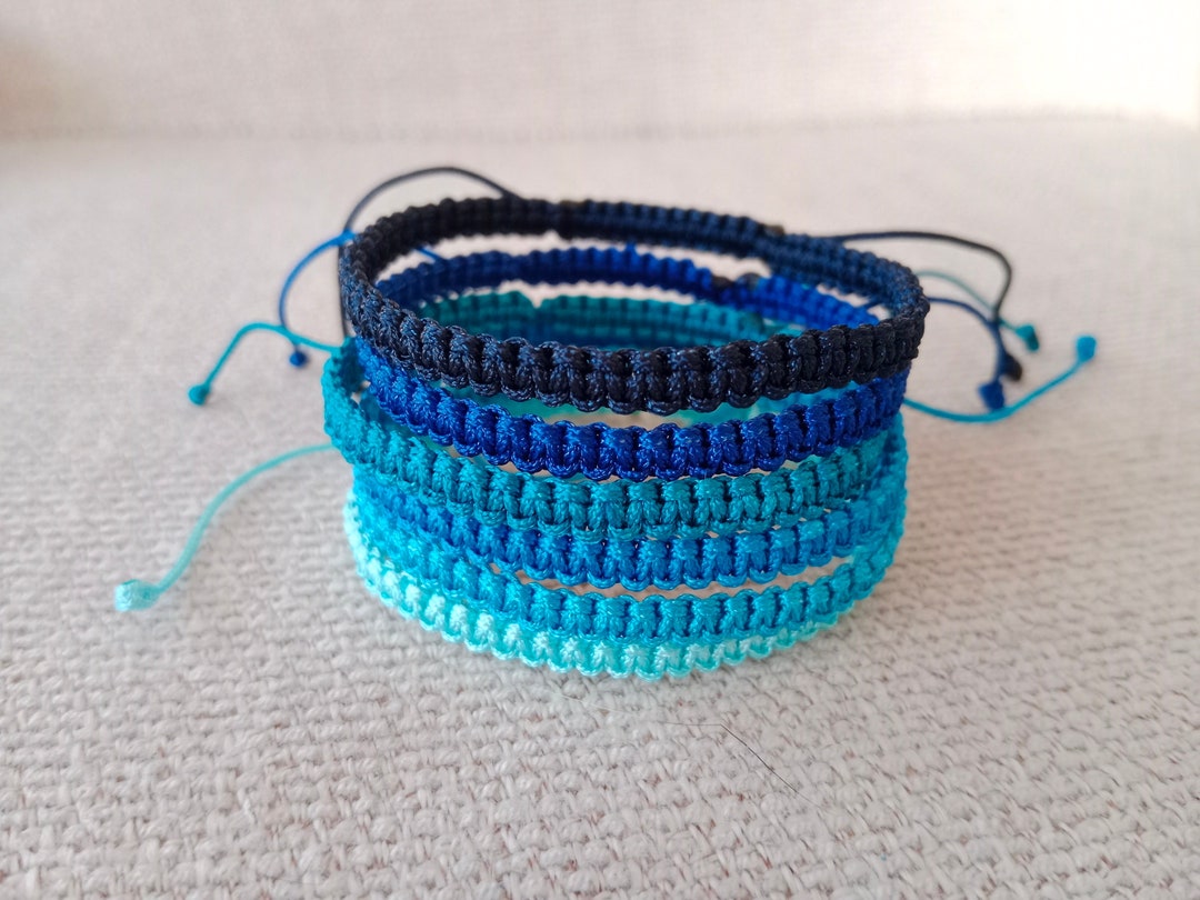 Blue Cord Bracelets Light Blue String Bracelet, Monochrome Braid ...