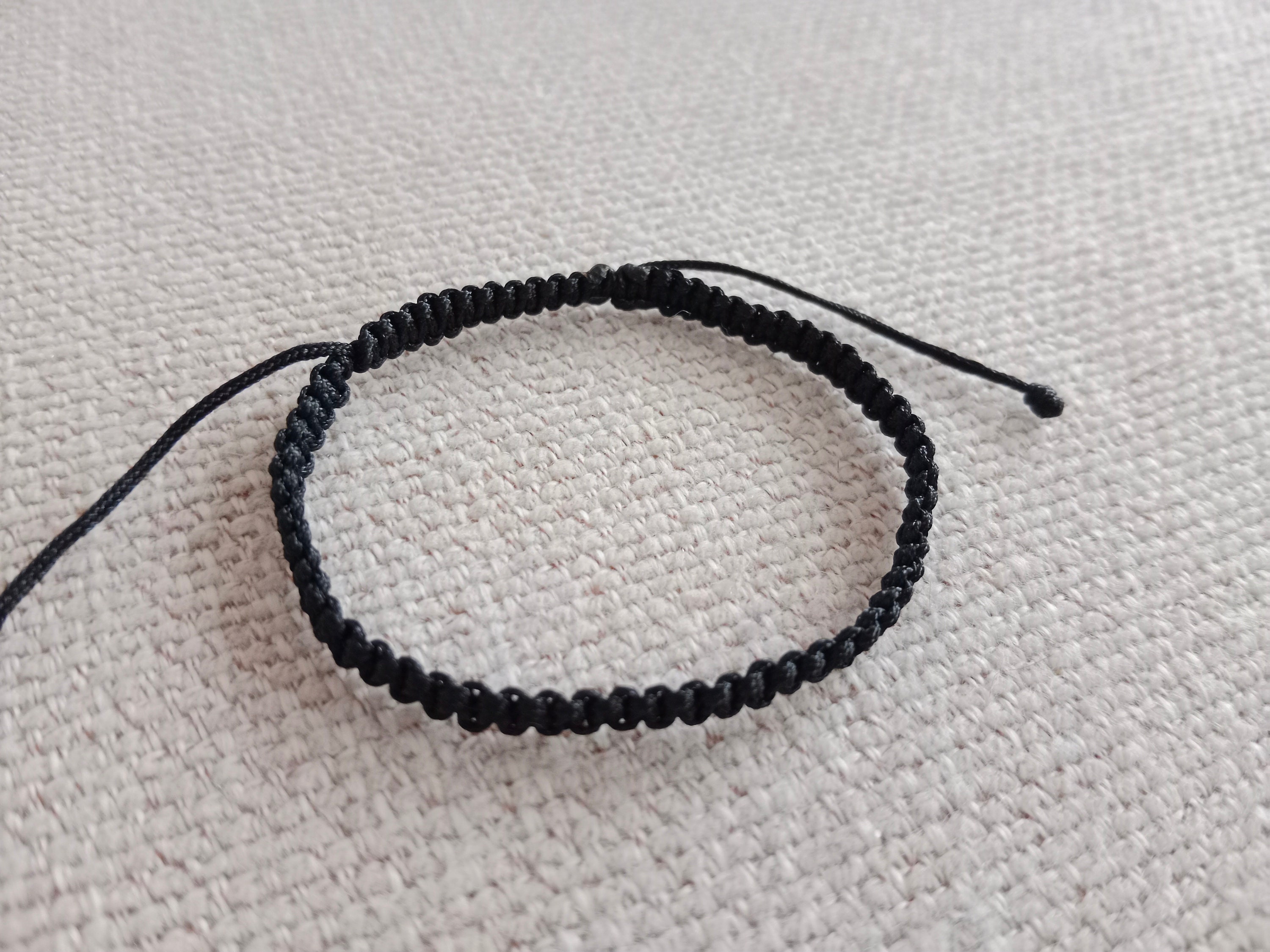 Black Bracelet, Black Braided Bracelet, Black String Bracelet, Lucky ...