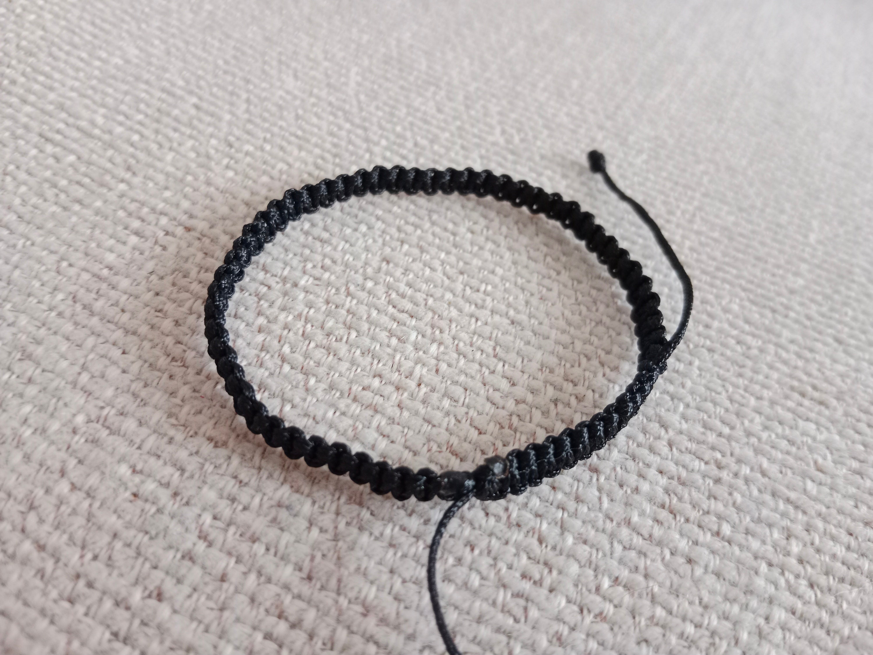 Black Bracelet, Black Braided Bracelet, Black String Bracelet, Lucky ...