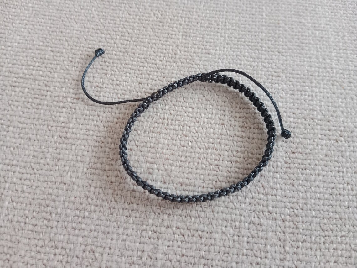 Gray Braided Macrame Bracelet, Adjustable Nylon Cord, Surfer Style - Etsy