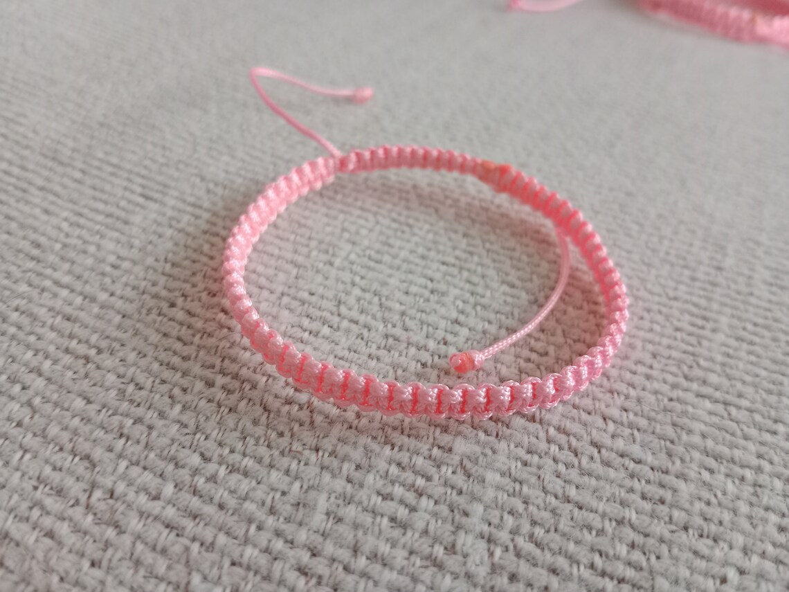Light Pink Braided Bracelet Light Pink String Bracelet Lucky - Etsy