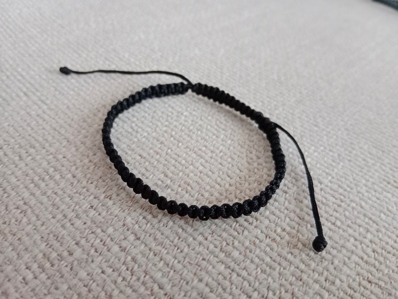 Black Bracelet, Black Braided Bracelet, Black String Bracelet, Lucky ...