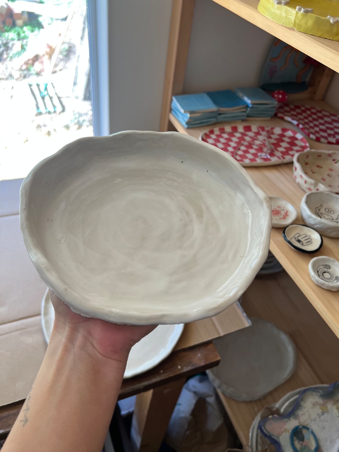 Small White Ceramic Hand Made Plate - Etsy