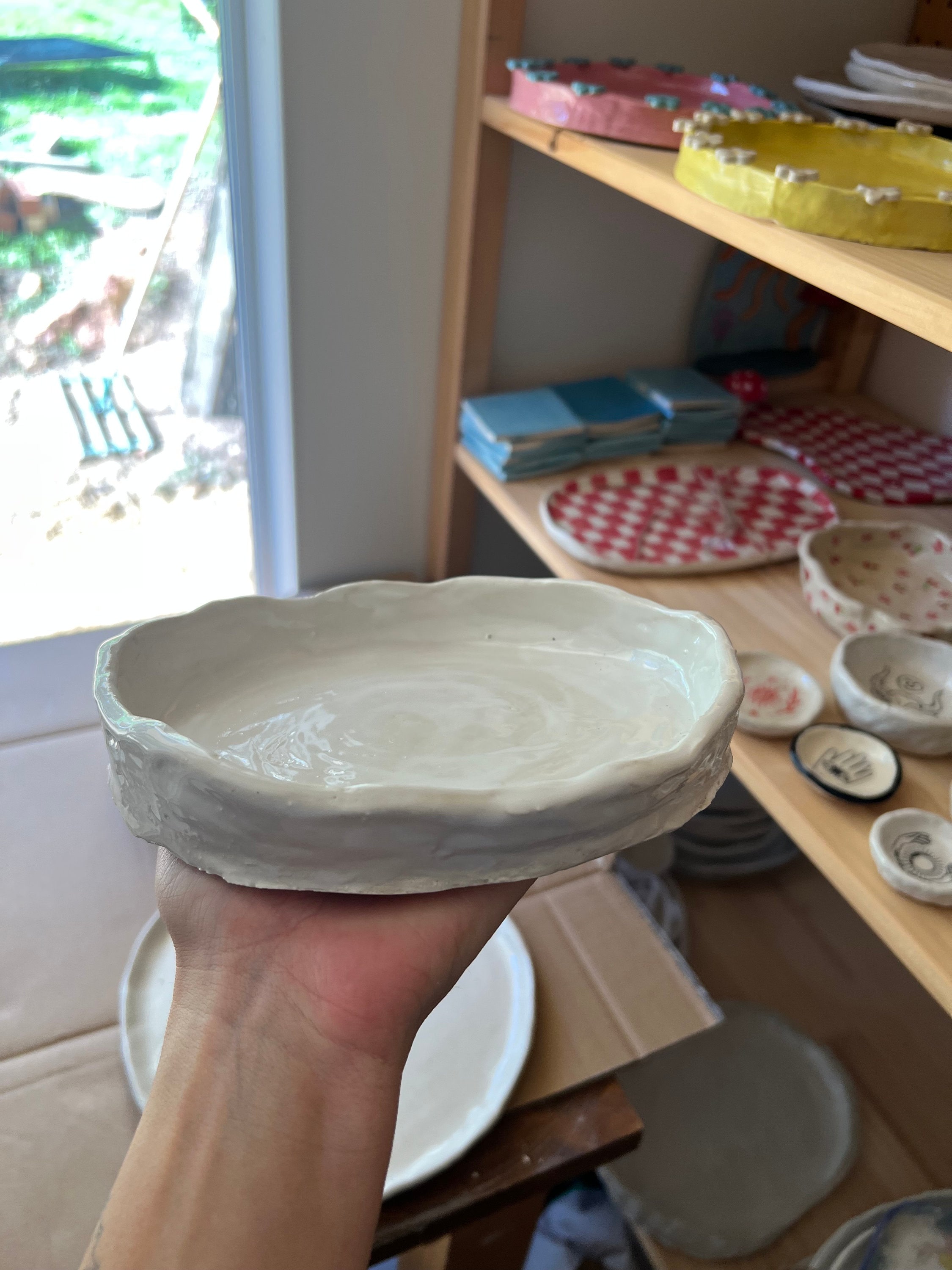 Small White Ceramic Hand Made Plate - Etsy