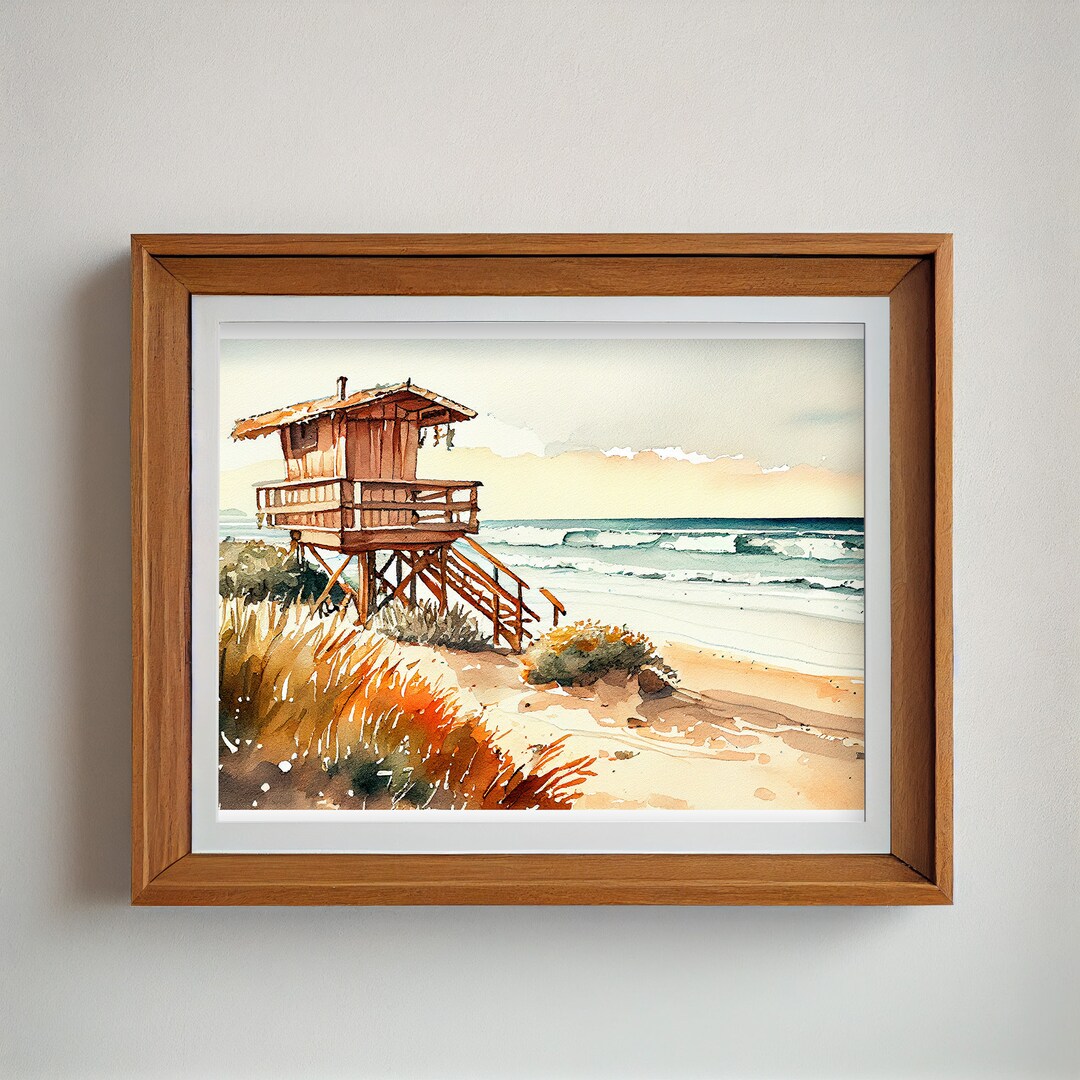 California Beach Watercolor Printable Digital Download Beach - Etsy