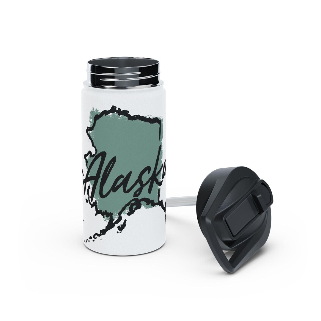 Alaska State Silhouette Stainless Steel Water Bottle | Map Outline - Etsy