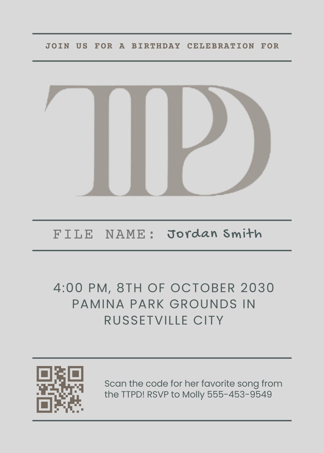 TTPD Birthday Invitation - Etsy