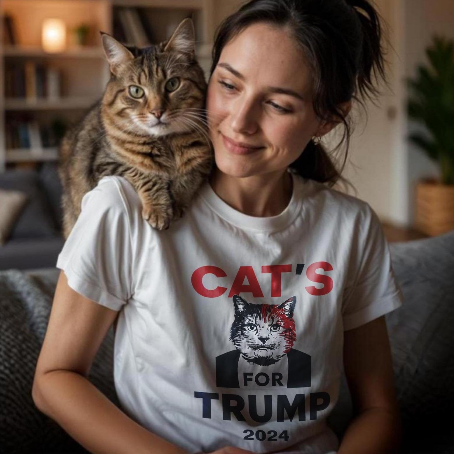 Cats for Trump 2024 T-shirt Fun Political Graphic Tee Tarpa Designs ...