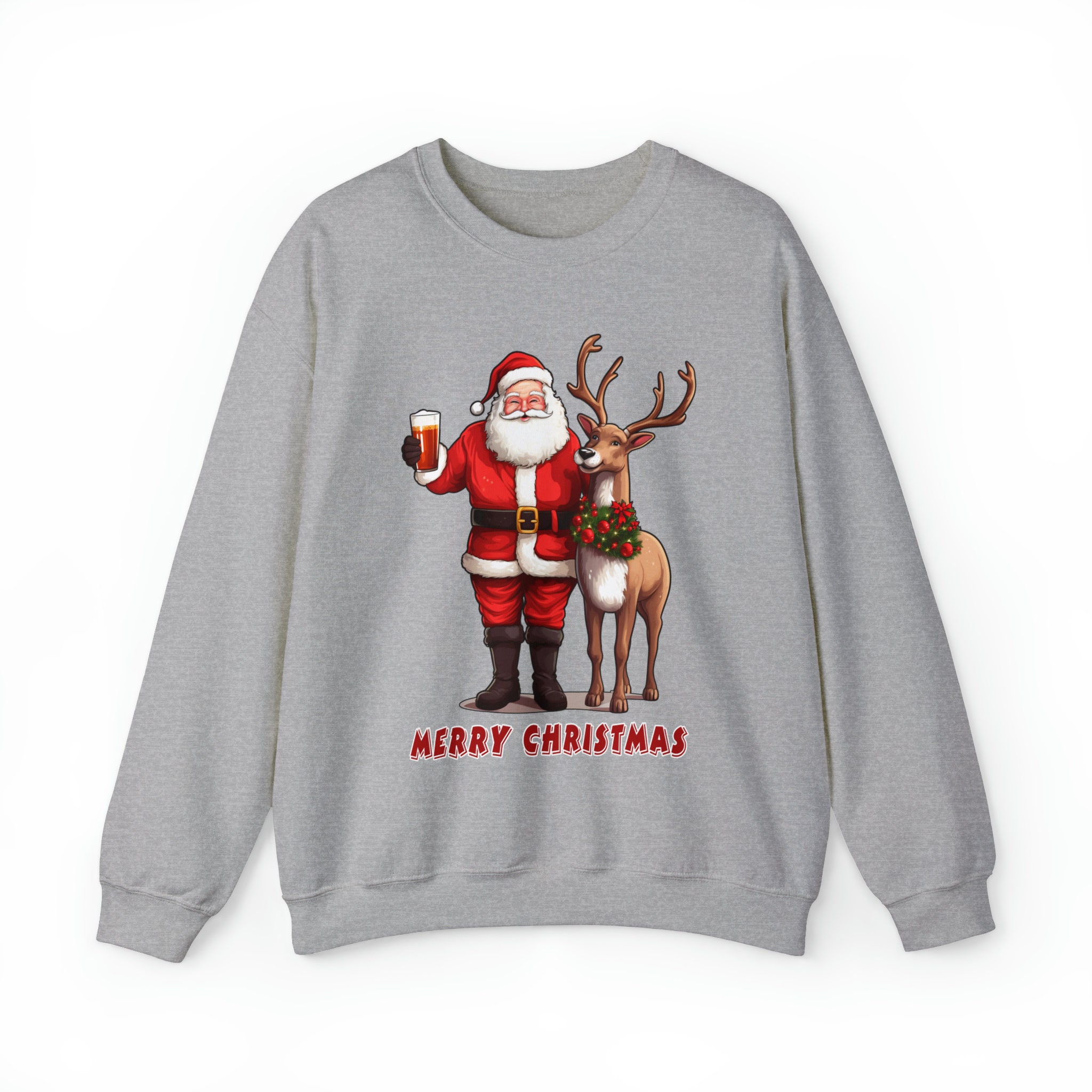 Santa and Reindeer Cheers, Merry Christmas Sweatshirt - Etsy