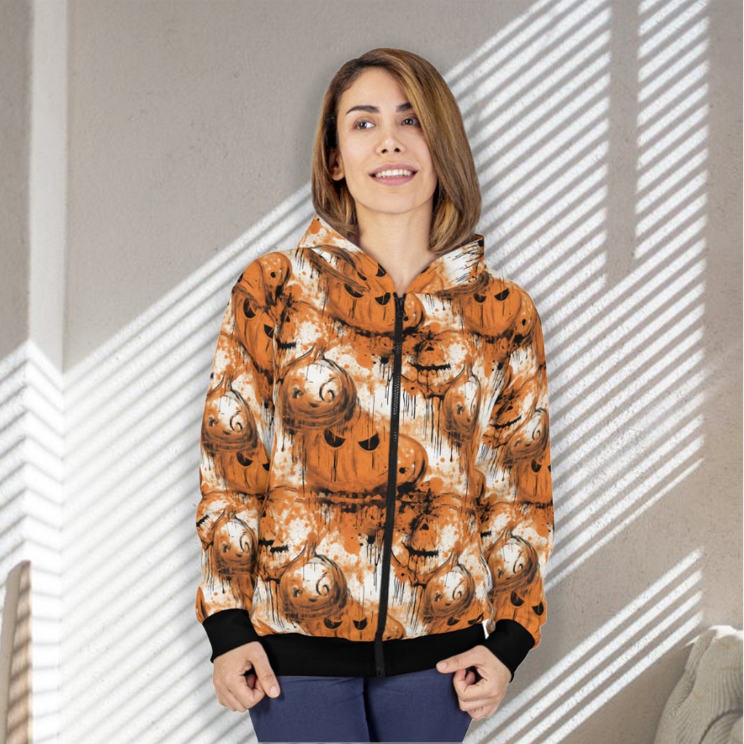 Abstract Pumpkin Halloween Zip up Hoodie: All Over Print - Etsy