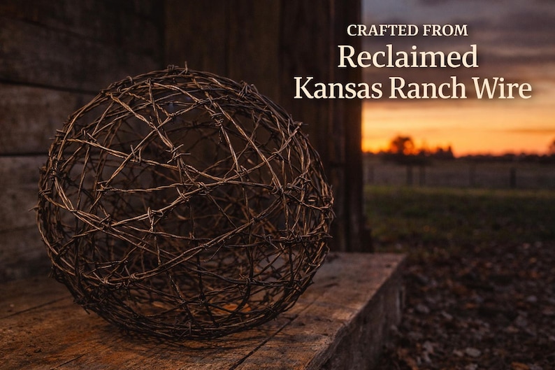 20” Barbed Wire Sphere – Handmade Rustic Farmhouse Statement Decor ...