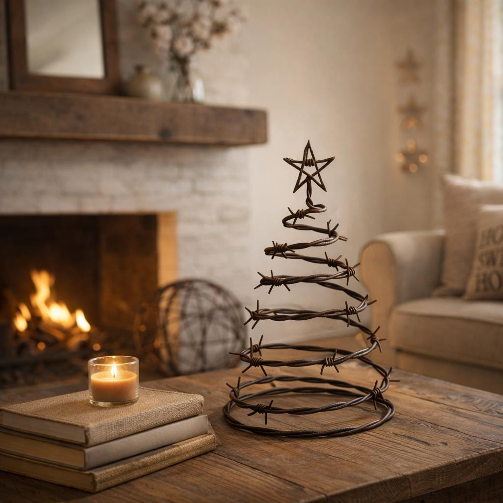 Barbed Wire Spiral Tree Decor | Rustic Farmhouse Western Tabletop Tree ...
