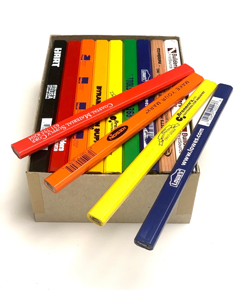 72 USA Made Carpenter Pencils, Hard No Break Lead, Mixed Colors/mis ...