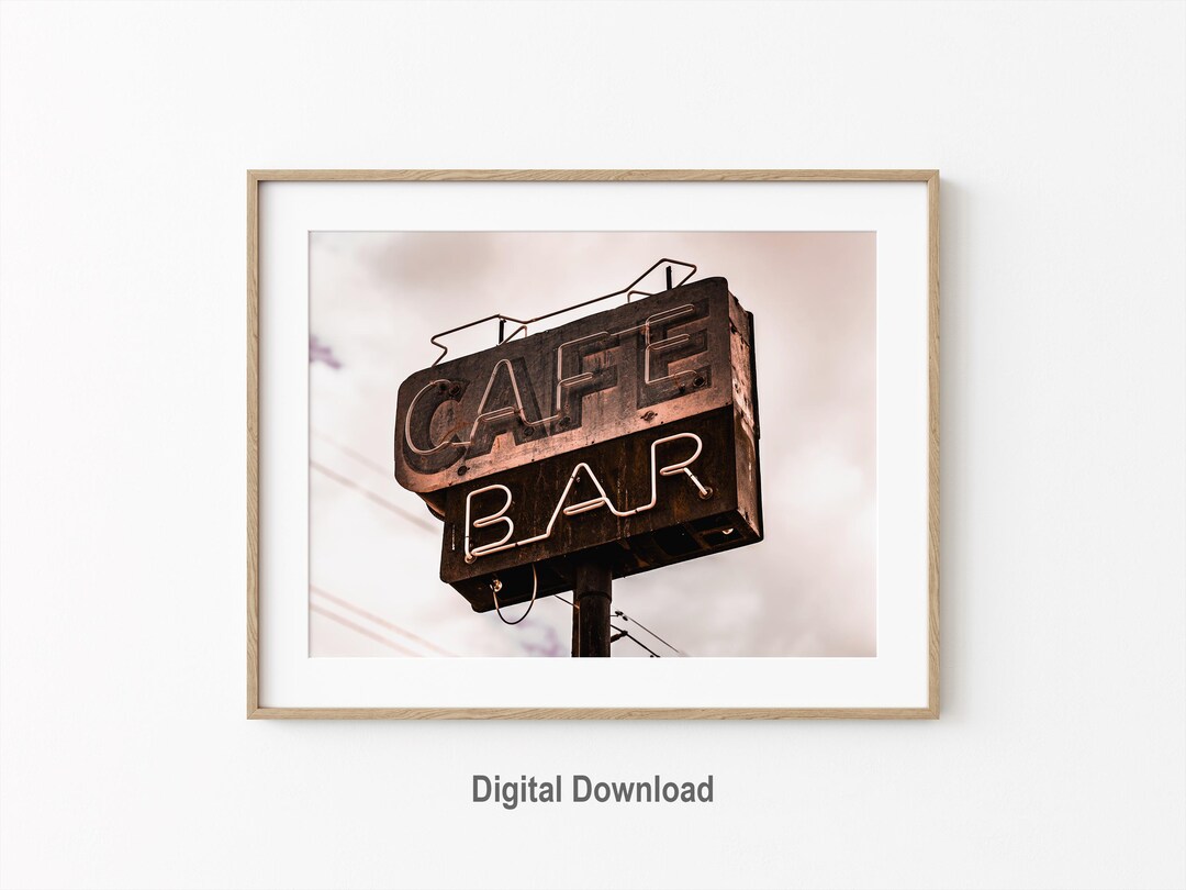 Cafe Bar Neon Sign Digital Download: Vintage Arizona Roadside Wall Art ...