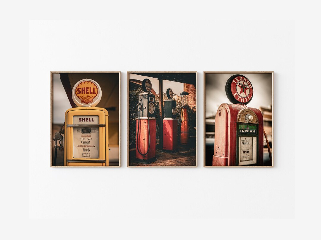Vintage Gas Pump Print Set: Americana Service Station Photography ...
