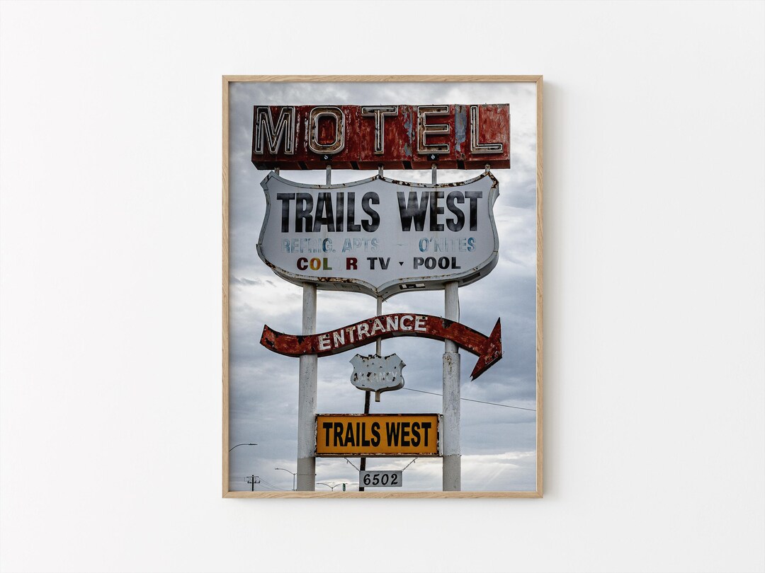 Vintage Motel Sign Print: Trails West Americana Photography, Retro ...
