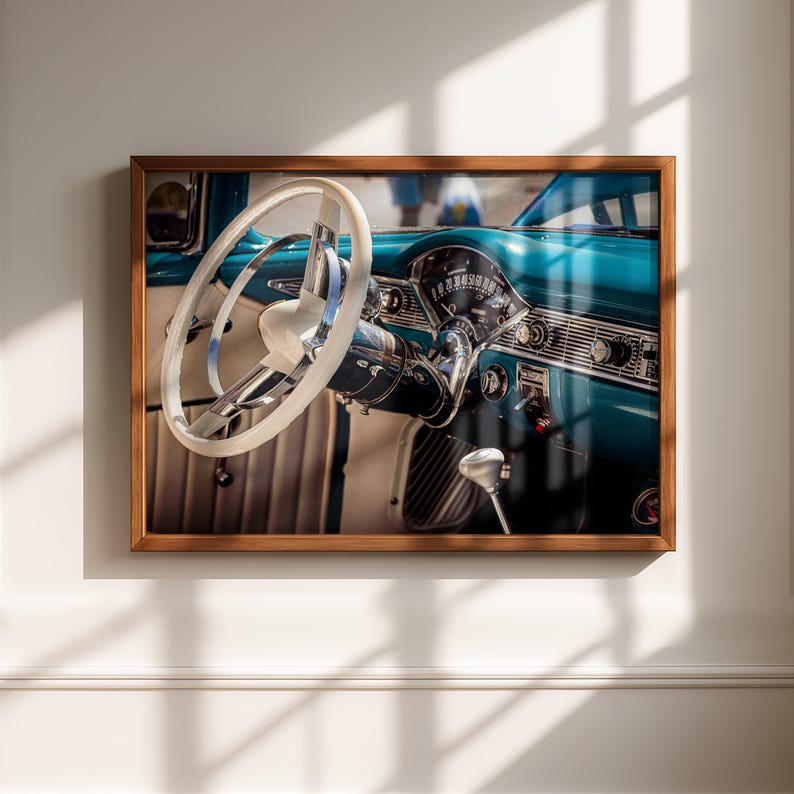 1956 Chevy Bel Air Dashboard Print: Mid-century Car Interior (digital ...